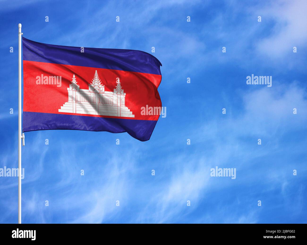 National flag of Cambodia on a flagpole Stock Photo - Alamy