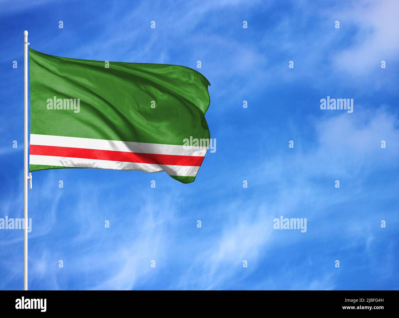 National flag of Chechen Republic of Ichkeria on a flagpole Stock Photo ...