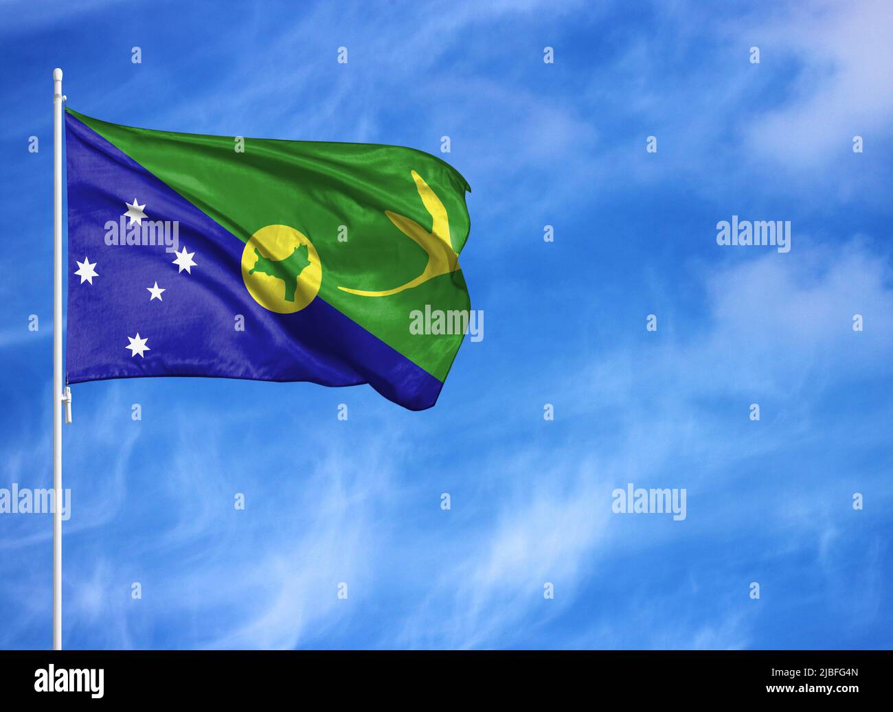 National flag of Christmas Island on a flagpole Stock Photo - Alamy