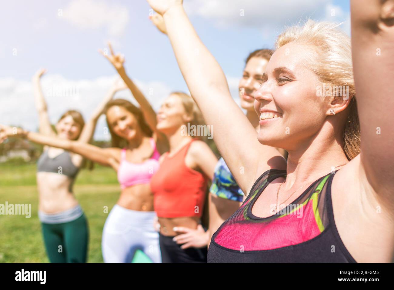 Friends having fun together outdoors hi-res stock photography and ...