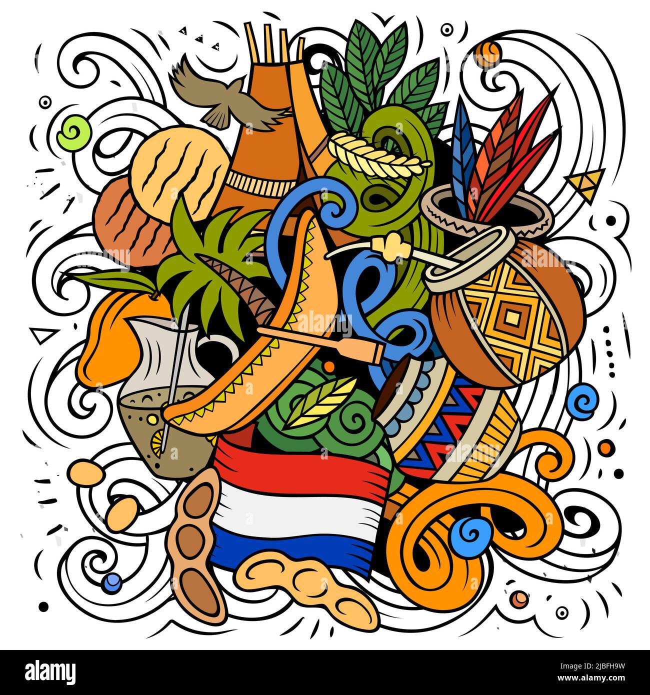 Paraguay hand drawn cartoon doodles illustration Stock Vector Image ...