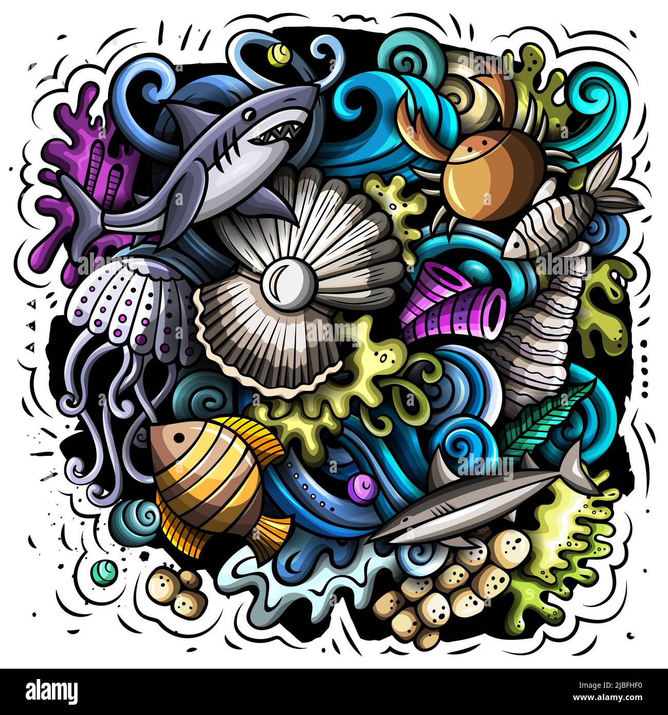 Sea Life cartoon vector illustration Stock Vector Image & Art - Alamy