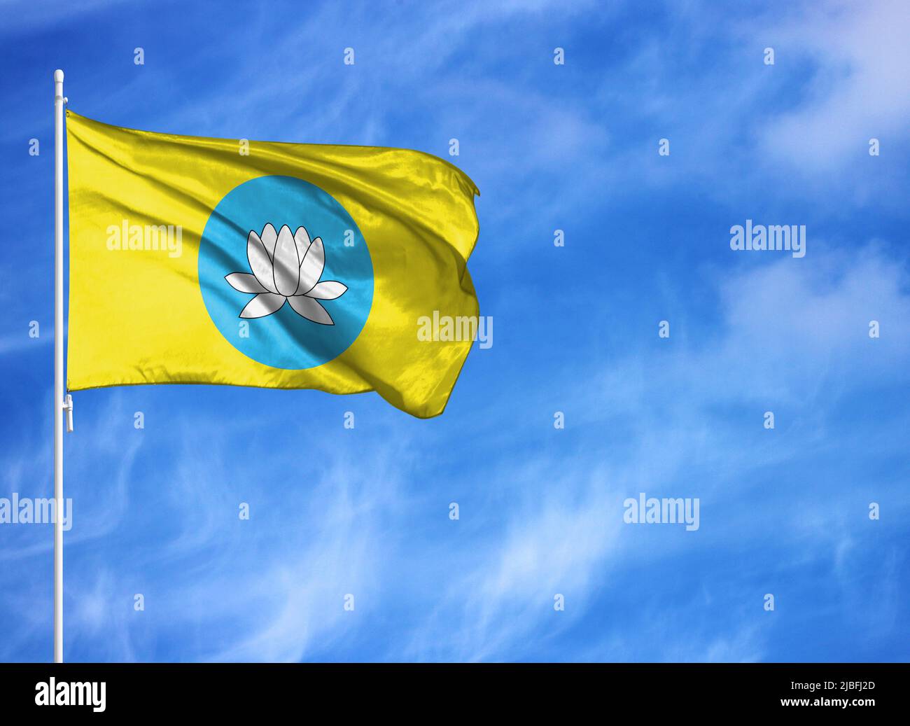 National flag of Kalmykia on a flagpole Stock Photo - Alamy