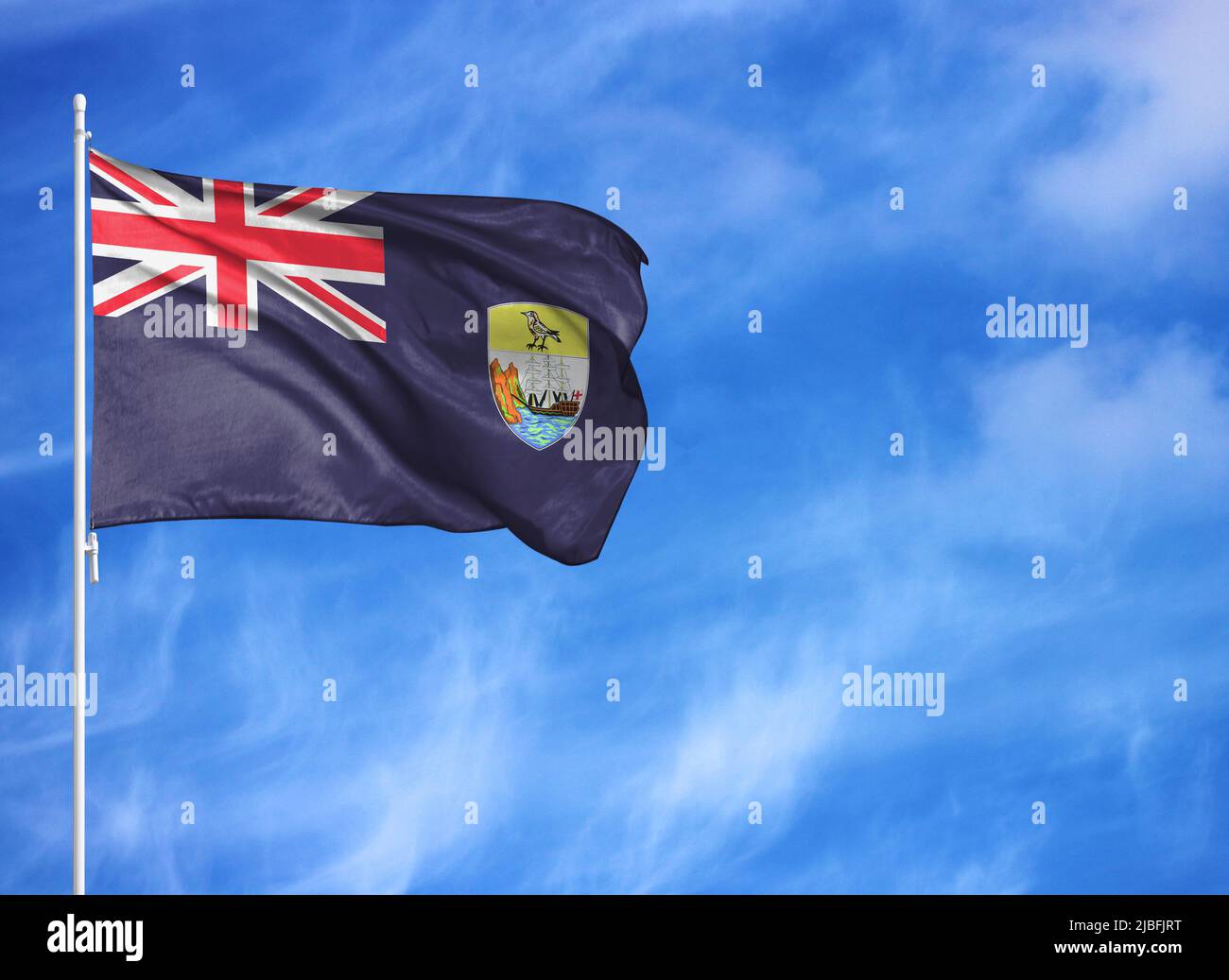 National flag of Saint Helena on a flagpole Stock Photo - Alamy