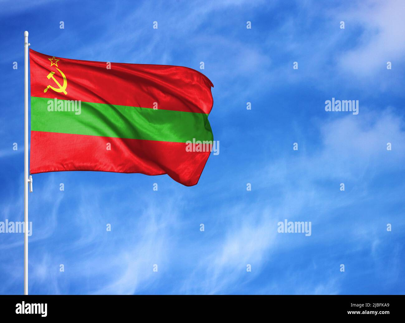National flag of Transnistria on a flagpole Stock Photo - Alamy