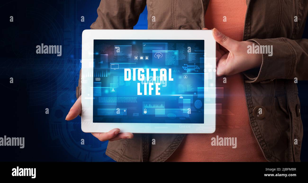 Person holding tablet, security concept Stock Photo - Alamy