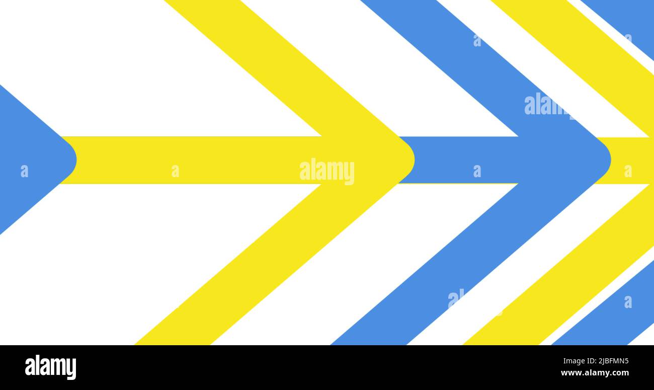 Image of moving blue and yellow arrows Stock Photo - Alamy