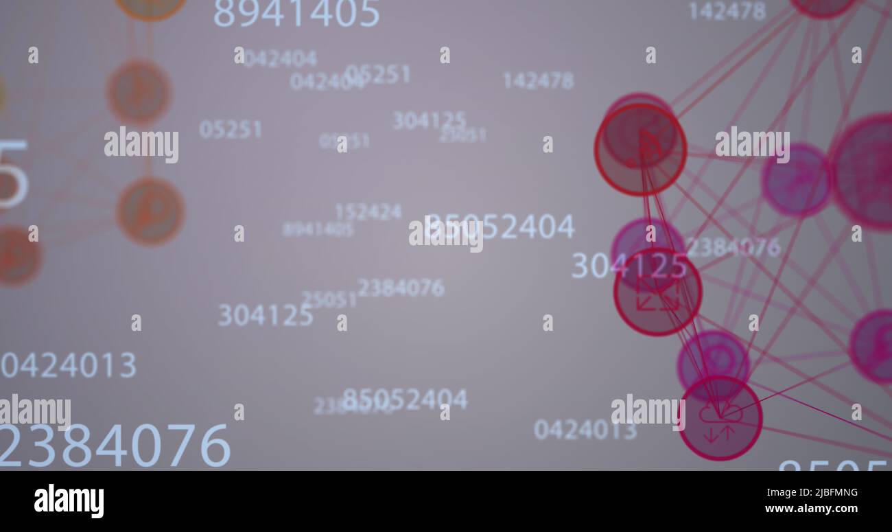 Multiple numbers changing against globe of network of connections Stock Photo - Alamy