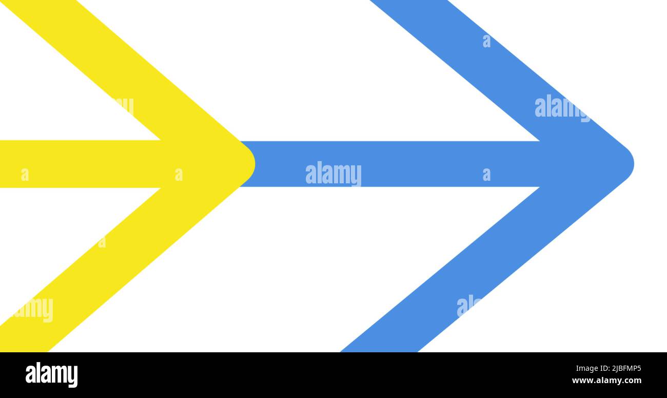 Yellow blue arrow arrows hi-res stock photography and images - Alamy