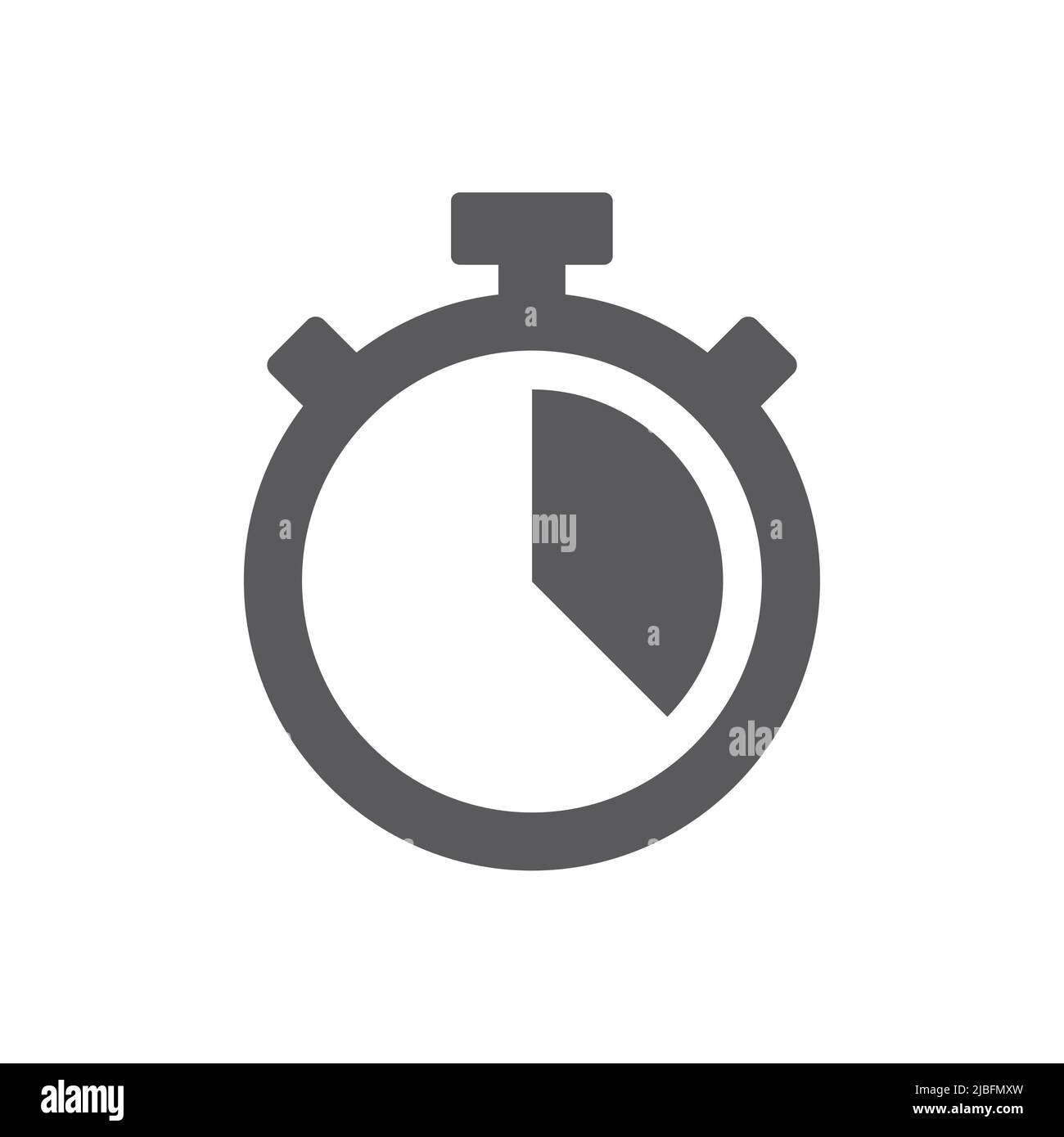 Stopwatch timer black vector icon. Clock chronometer filled symbol ...