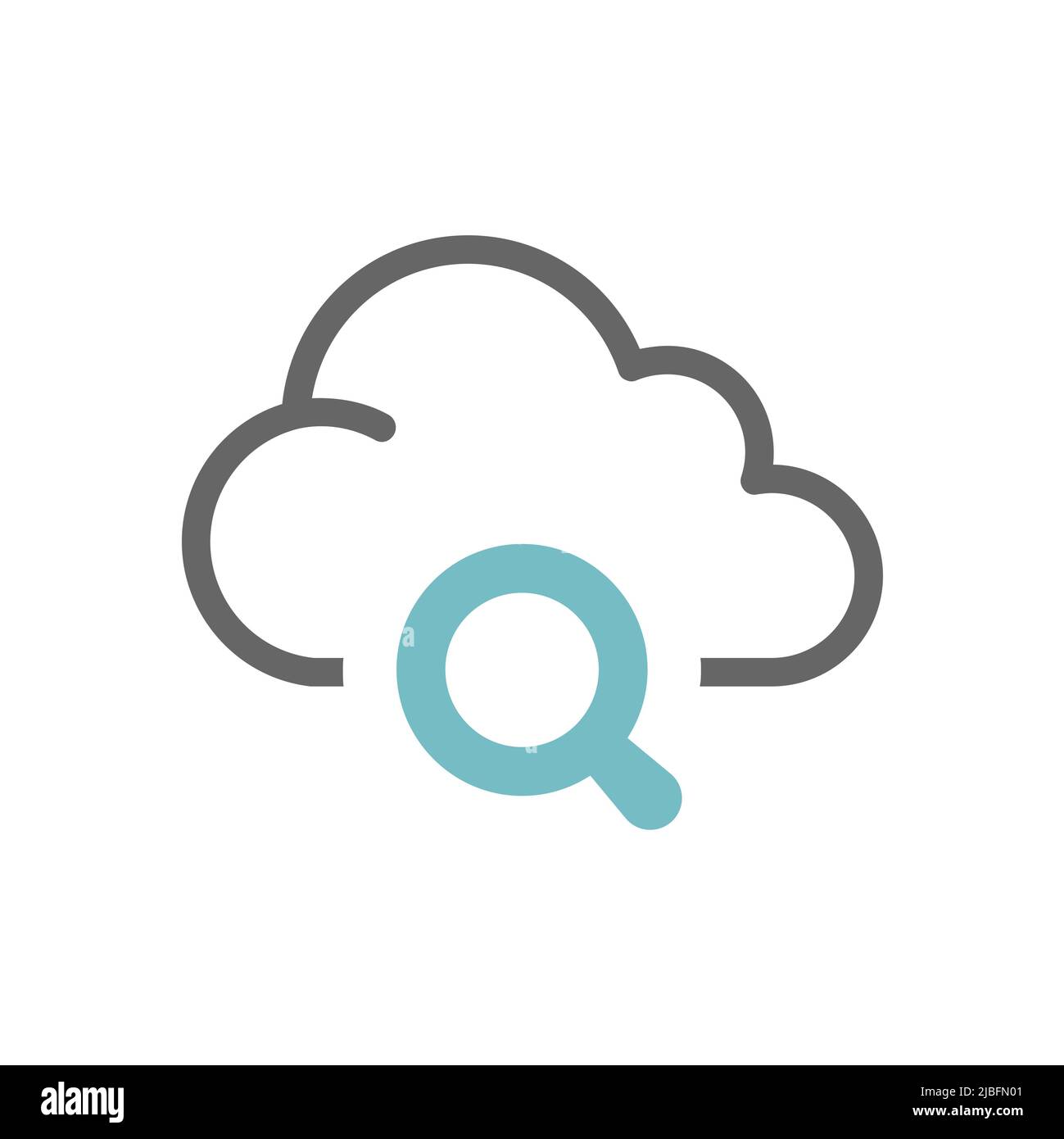 Cloud storage and magnifying glass vector icon. Data search, computing ...