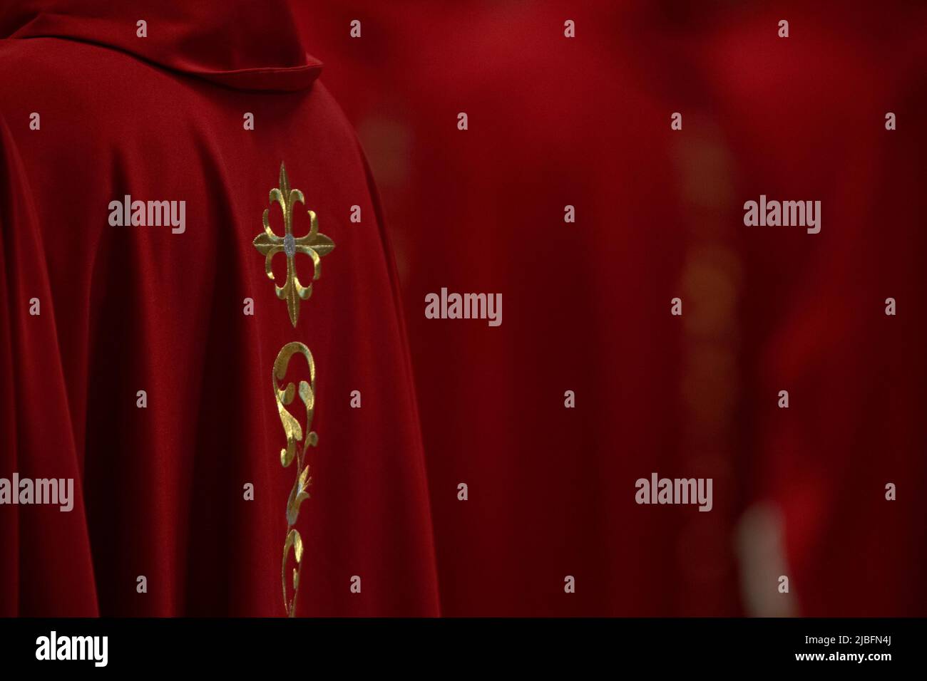 Vatican City, Vatican. 05 June 2022. Red cloaks of priests who attend ...