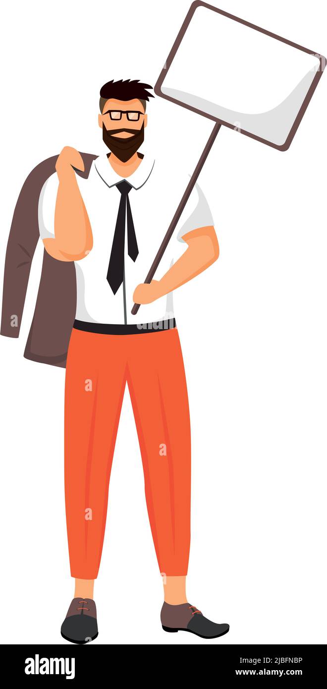 Man with empty slogan board semi flat color vector character Stock ...