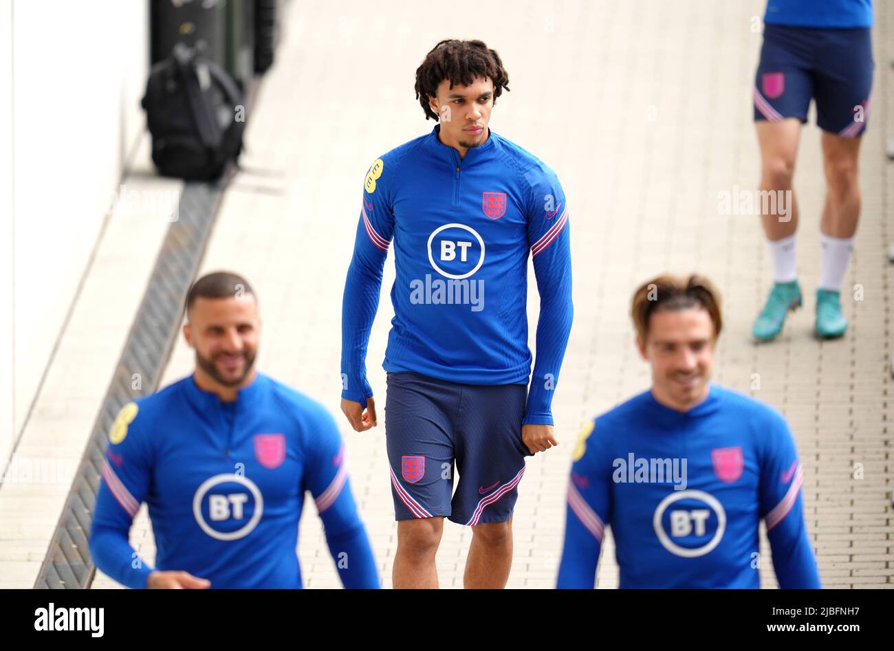 England's Kyle Walker (left), Trent Alexander-Arnold and Jack Grealish ...