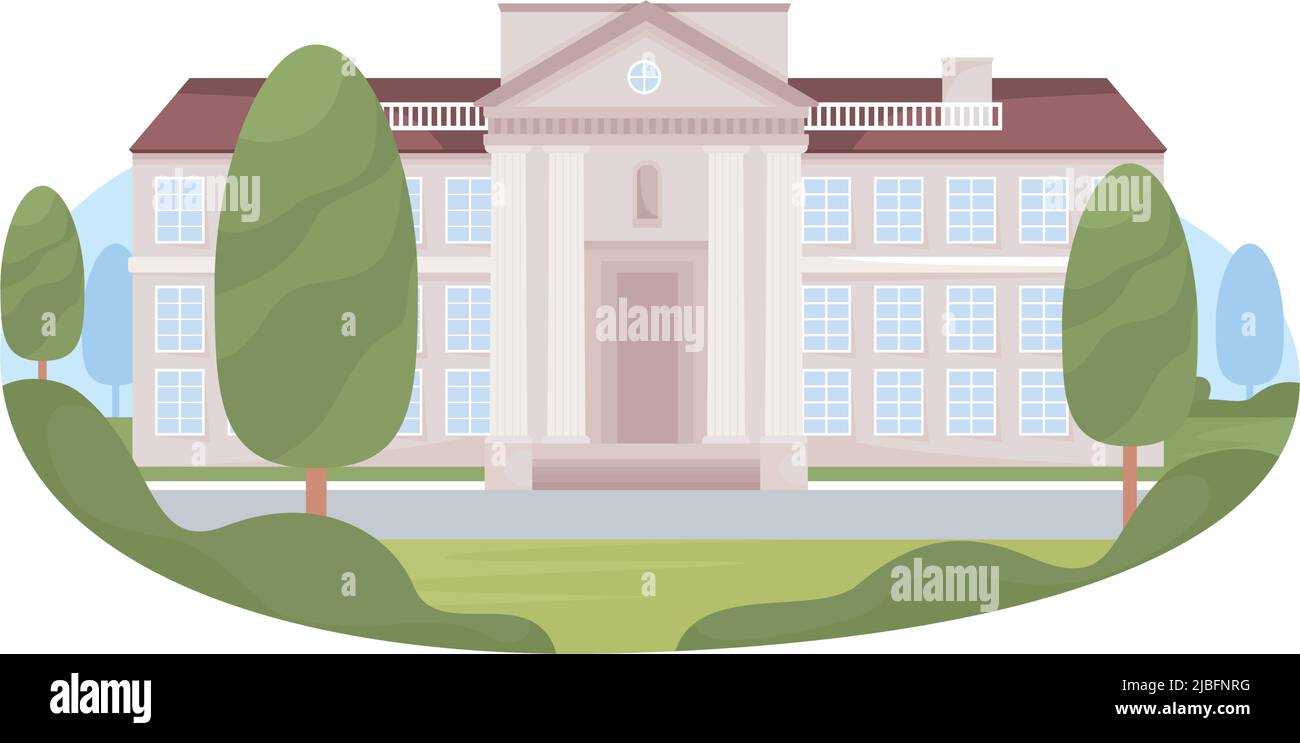 Building of college 2D vector isolated illustration Stock Vector Image ...