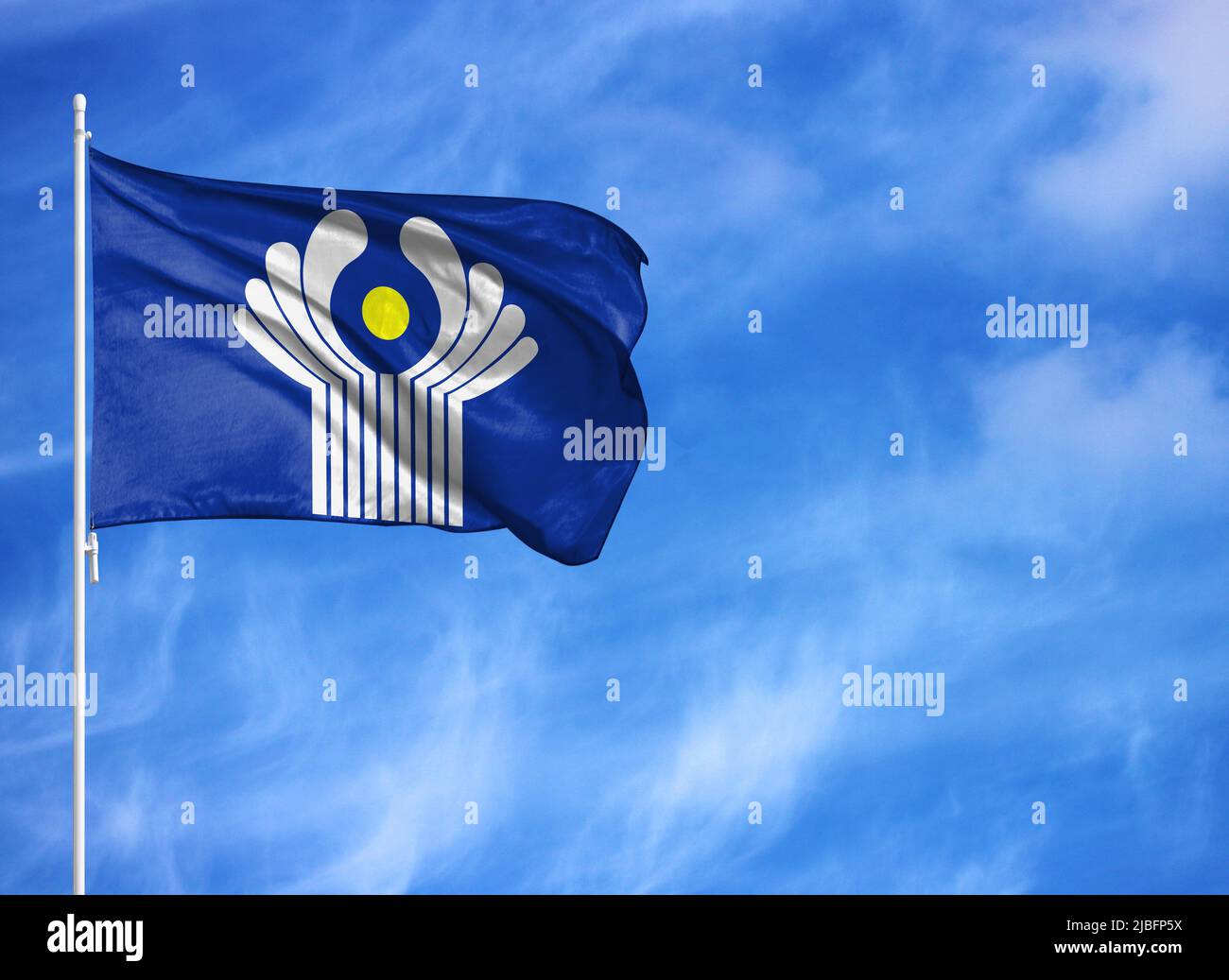 National flag of CIS on a flagpole Stock Photo - Alamy