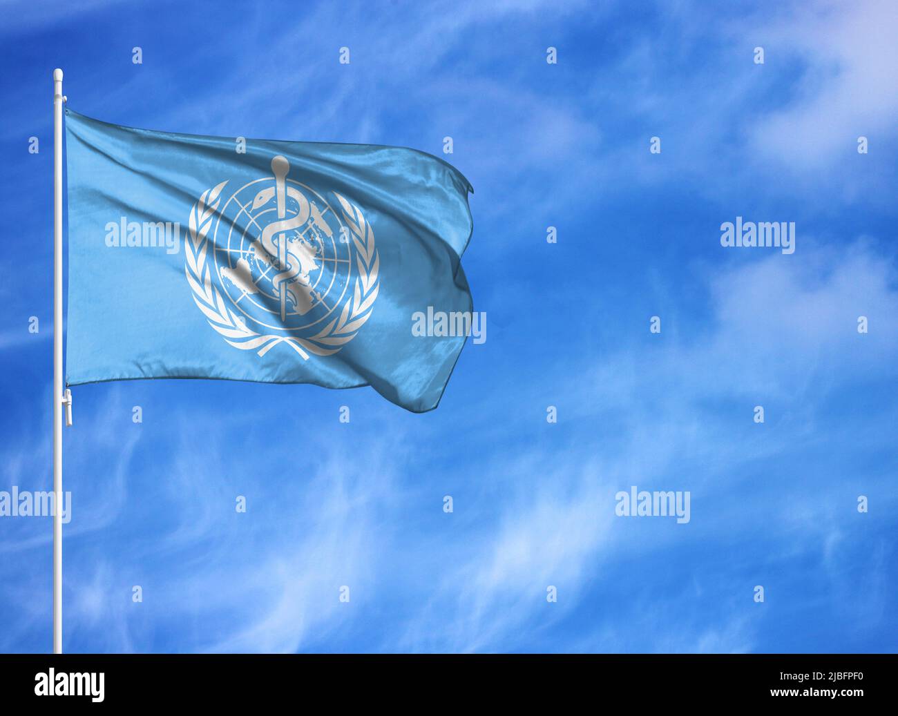 National flag of WHO on a flagpole Stock Photo - Alamy