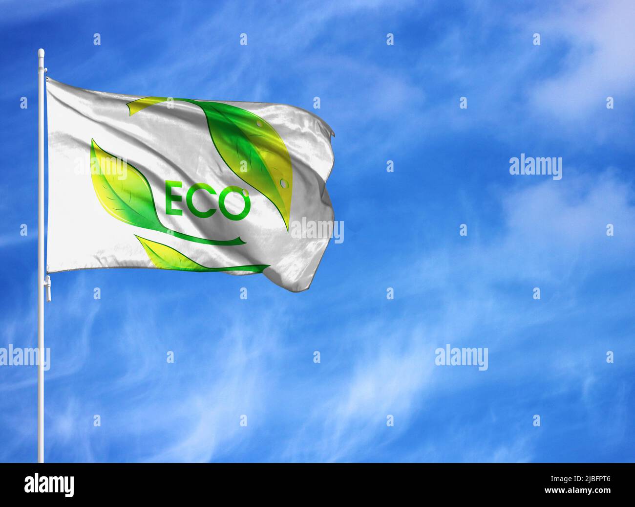National flag of Plant protection green ecological logo on a flagpole ...