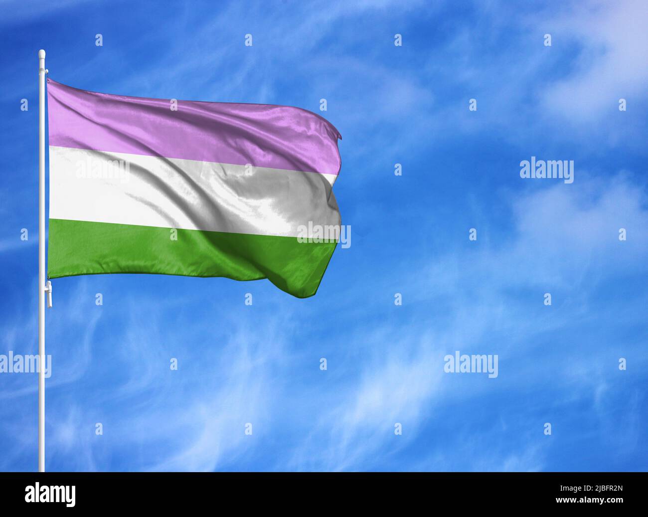 National flag of Genderqueer pride on a flagpole Stock Photo - Alamy