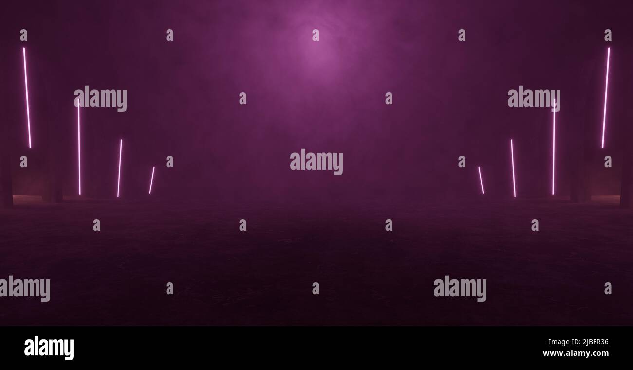 Fantasy Ultramodern Empty Smoke Cyber Warehouse Futuristic Interior ...