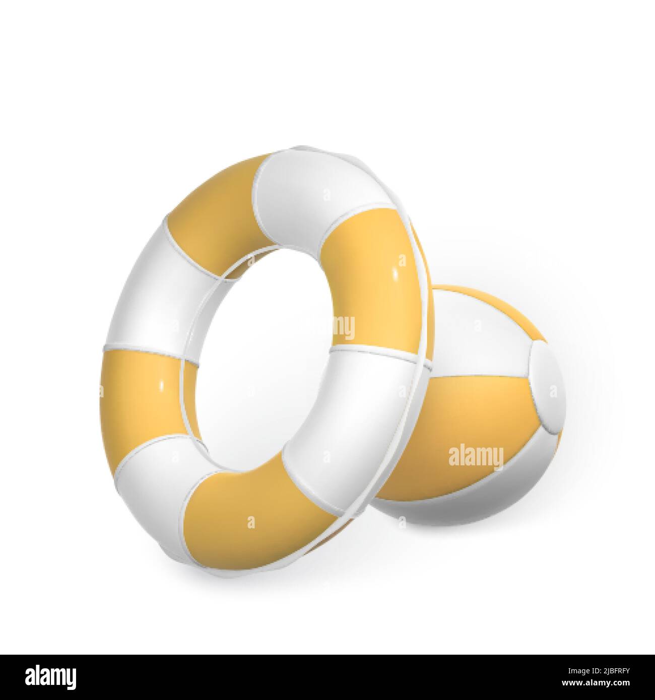 3D Swim ring and swim ball on white background. Summer time symbol ...