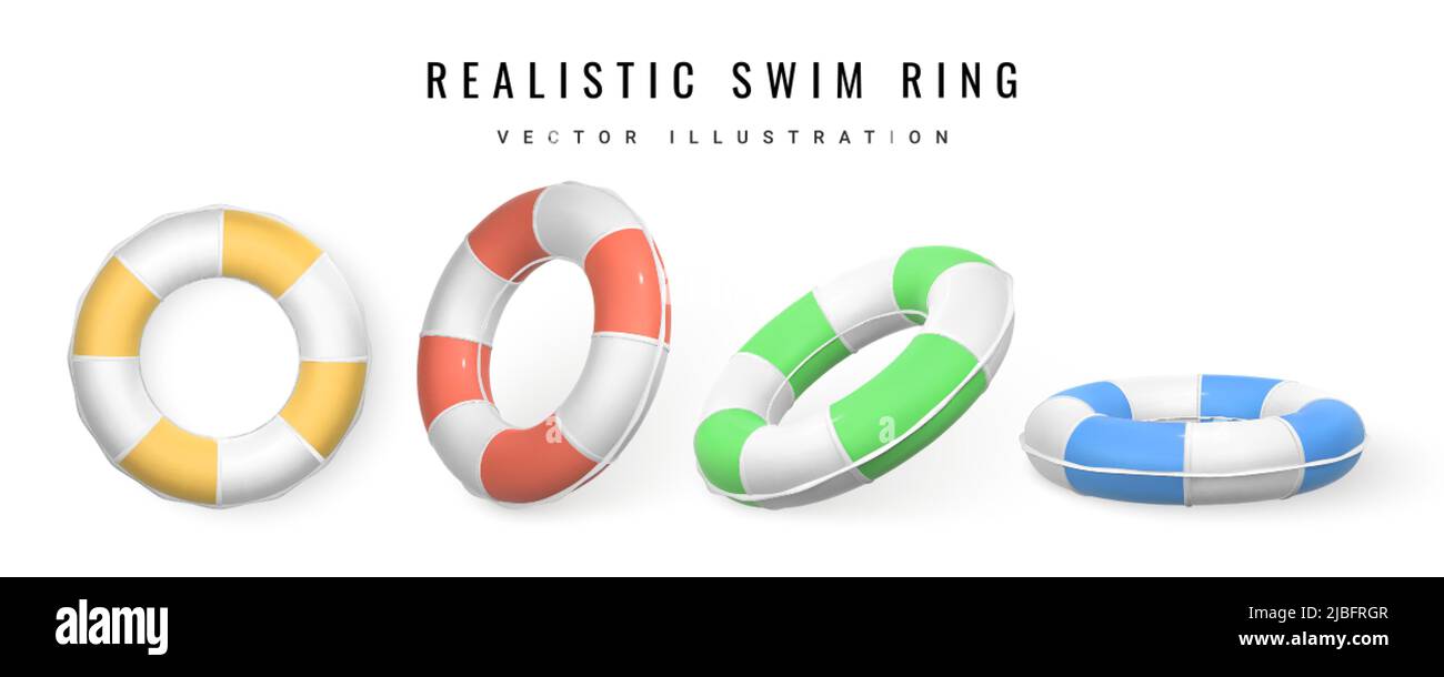 3D Swim ring. Realistic swiming circle. Summer time symbol isolated on ...