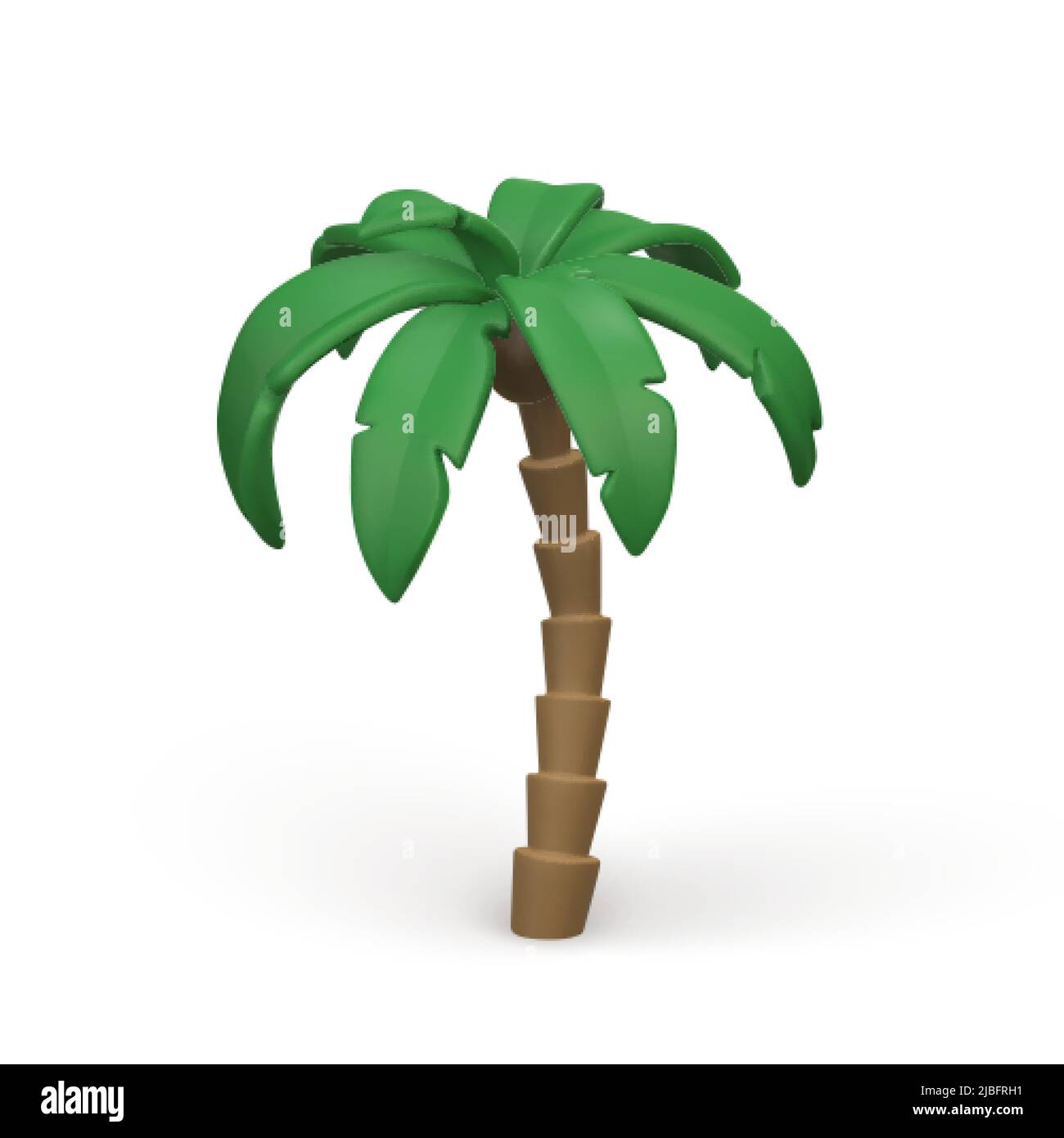 3D Cute cartoon tropical palm tree. Realistic jungle tree on white ...
