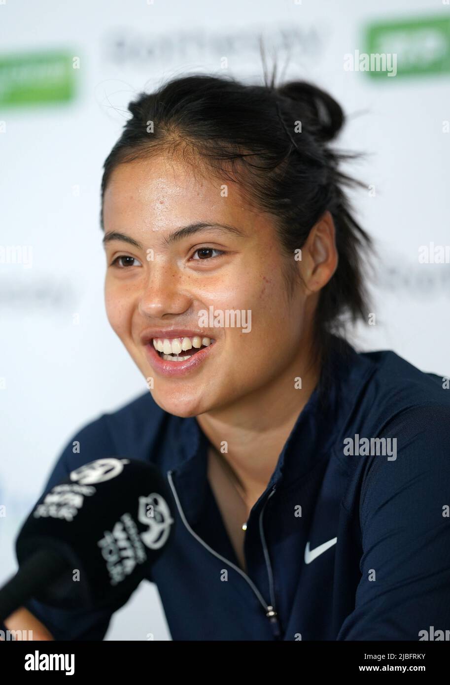 Emma Raducanu during a press conference on day three of the Rothesay ...