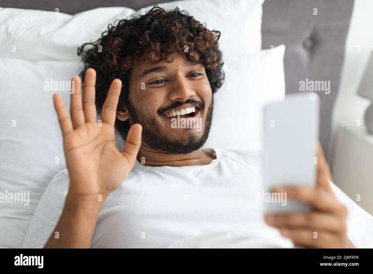 Video chat happy young indian hi-res stock photography and images - Alamy