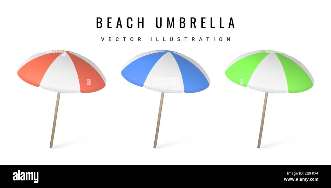 Set of realistic 3D beatch umbrella isolated on white background ...