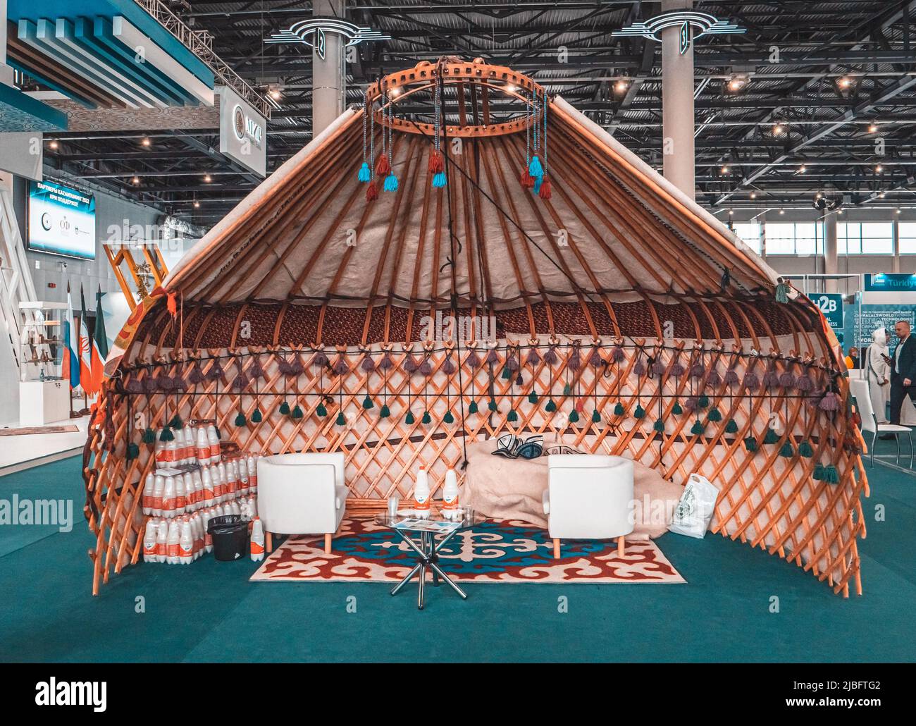 Kazan, Russia. May 19, 2022. Traditional Kazakh yurt in section ...