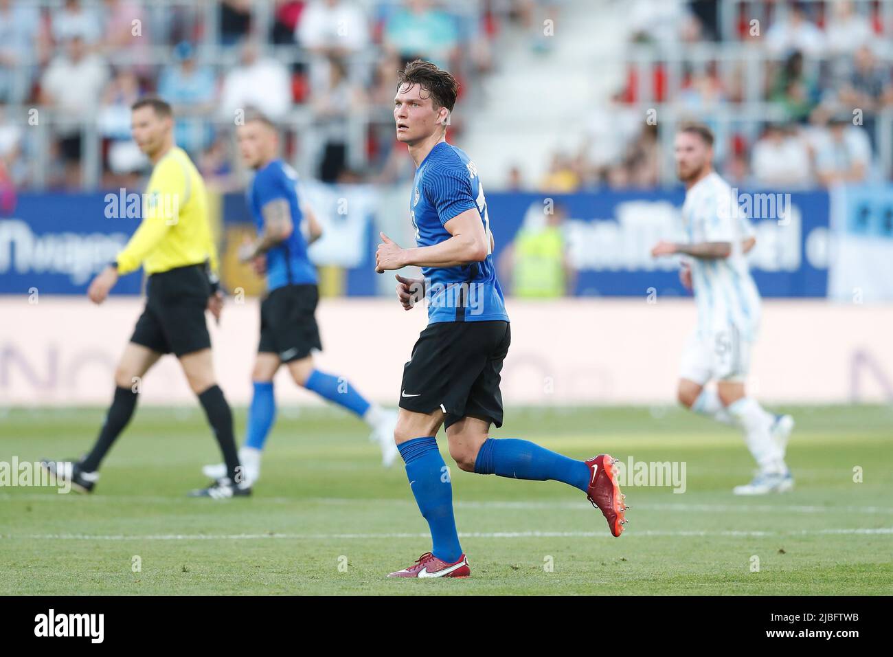 Pamplona, Spain. 5th June, 2022. Markus Soomets (EST) Football/Soccer ...