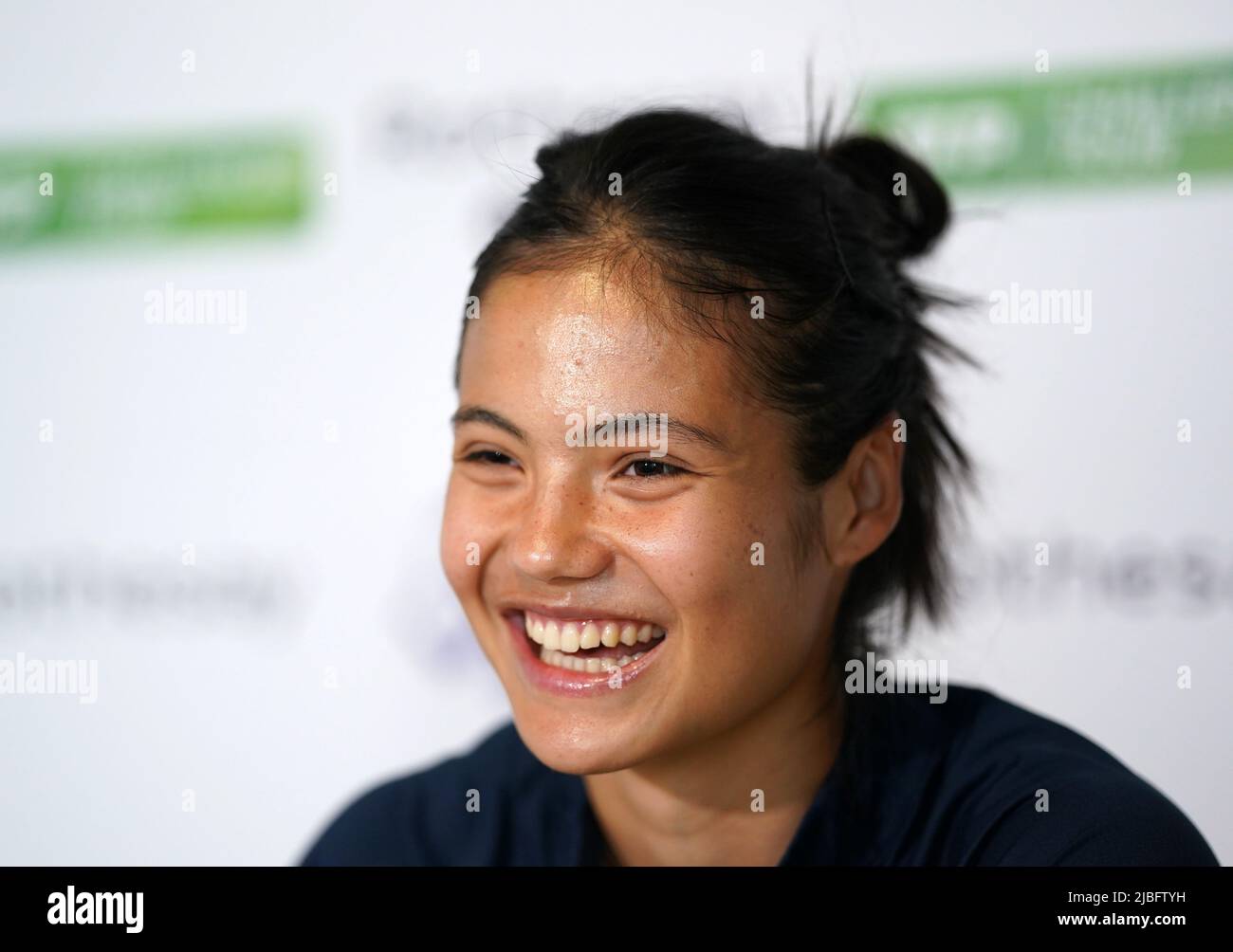 Emma Raducanu during a press conference on day three of the Rothesay ...