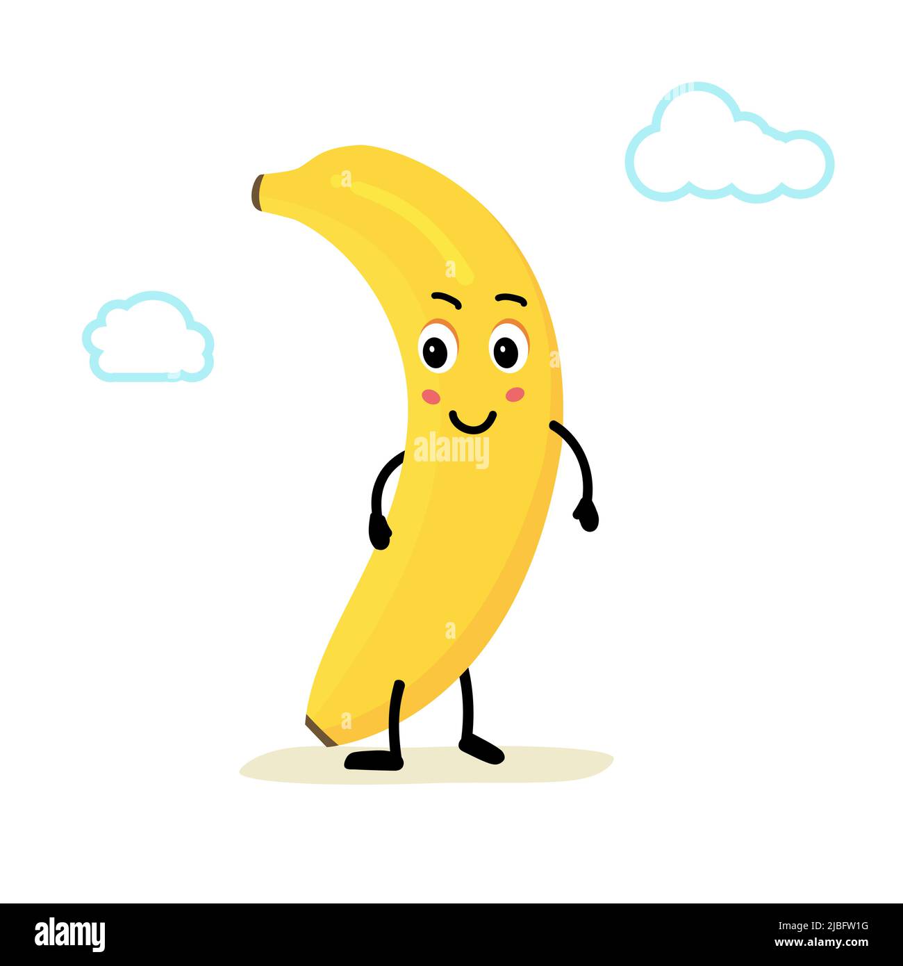Banana Character Cute And Funny Comic Style Flat Cartoon Vector Illustration Isolated On White