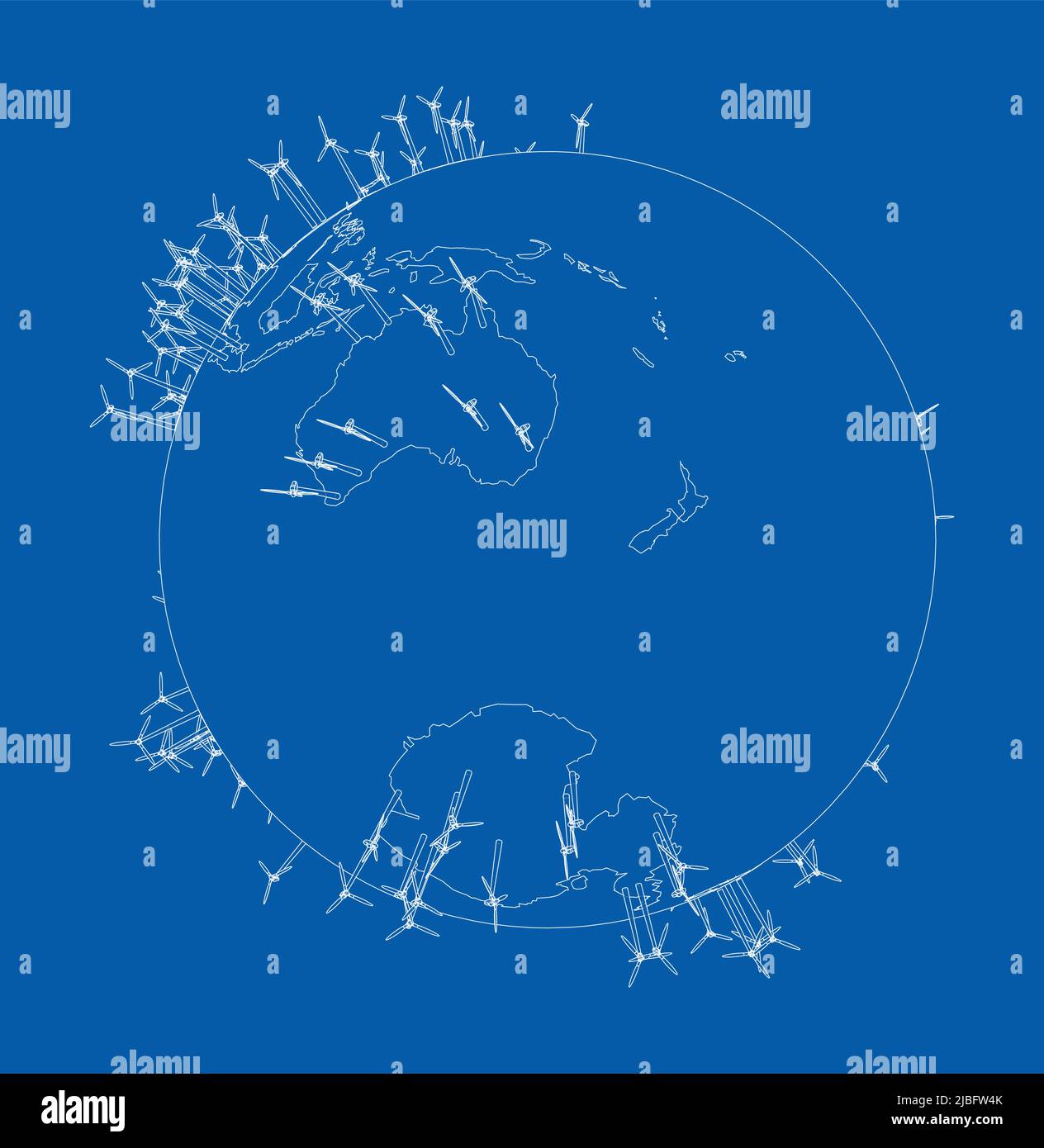 Electric wind turbines on Earth. Vector Stock Vector Image & Art - Alamy