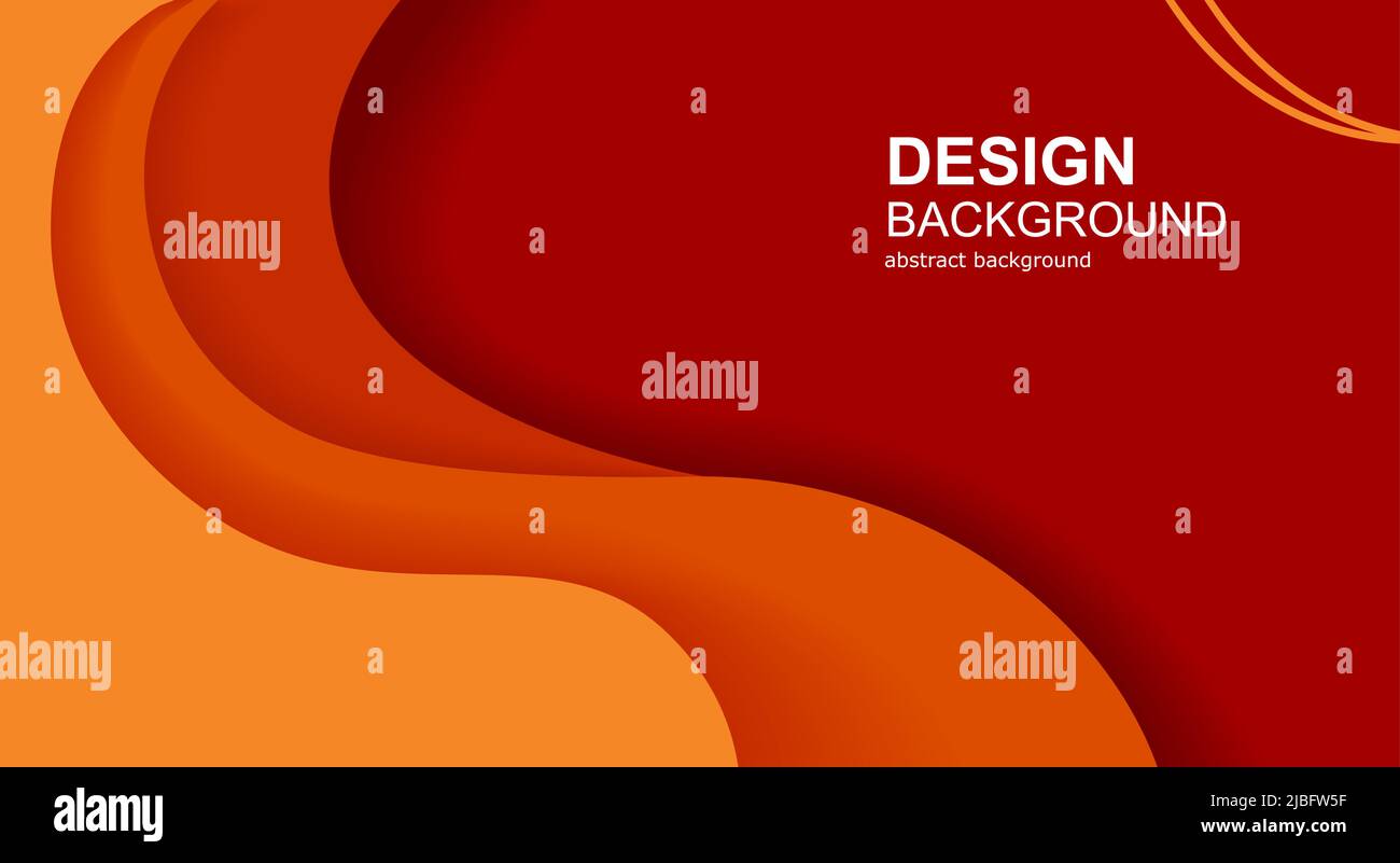 Abstract background with wavy orange paper. Dark red Vector background ...