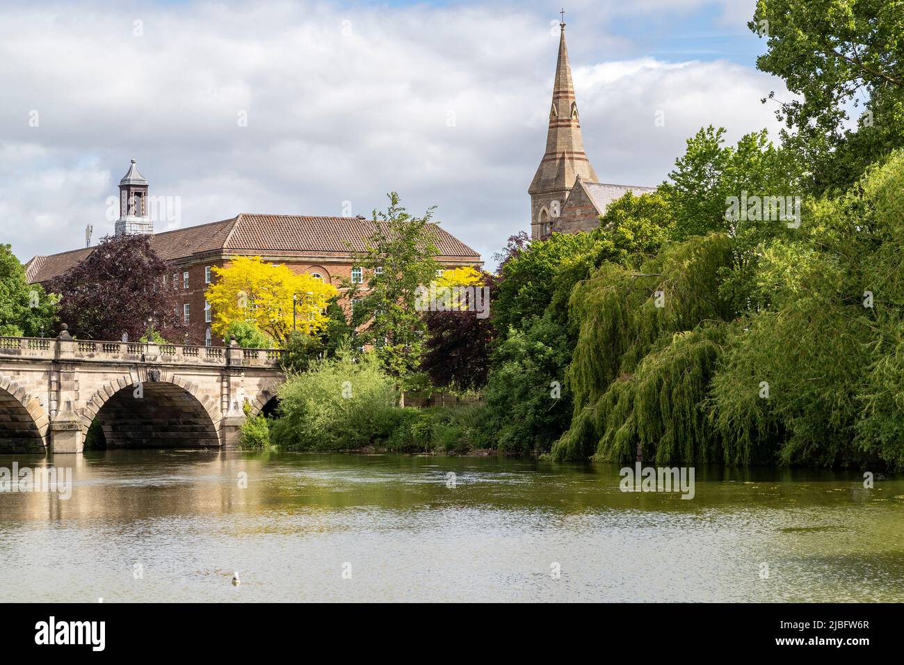 English bridge crossing the River Severn, Shrewsbury, Shropshire ...