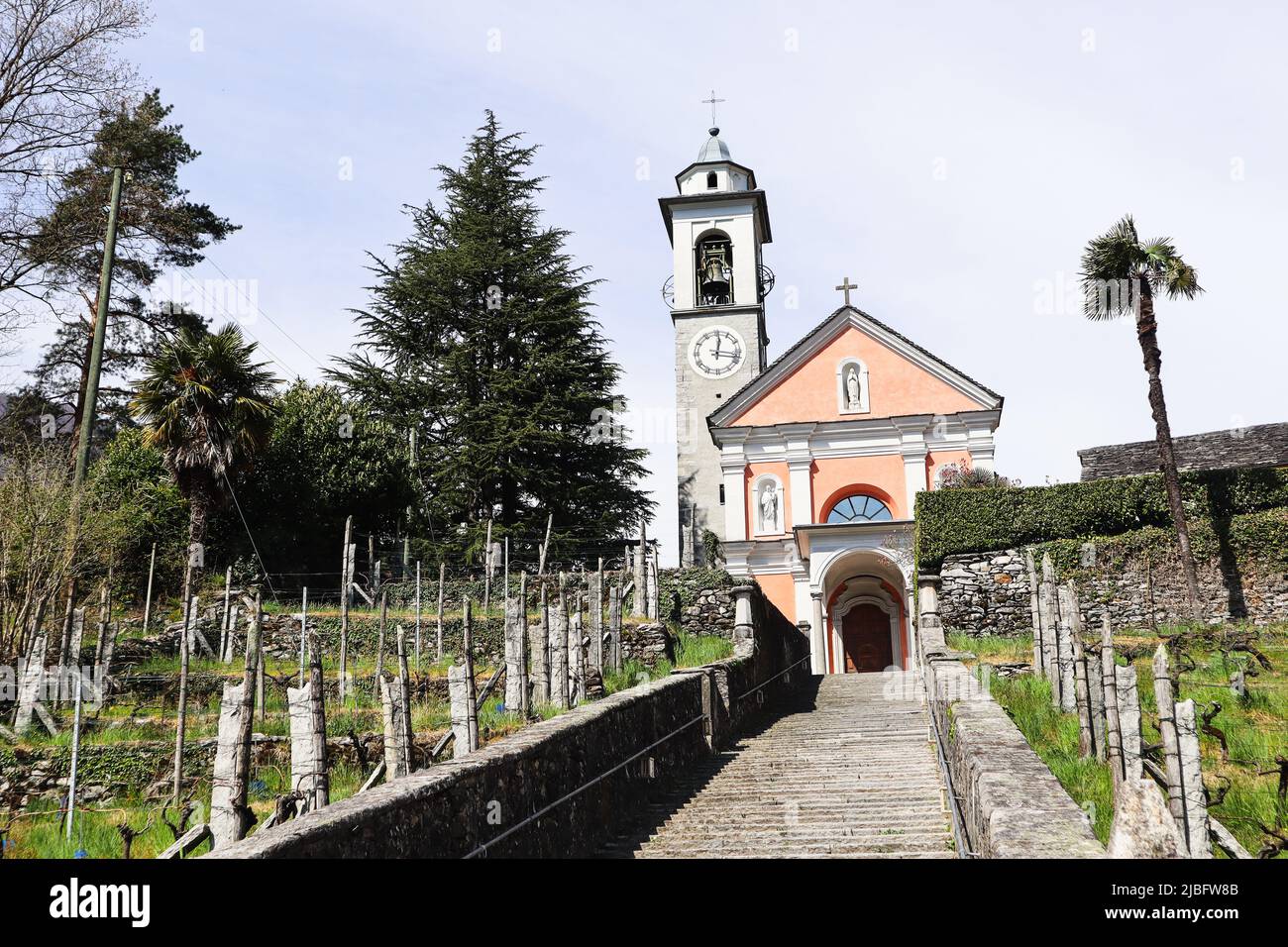 Maggia, Switzerland, 12. April 2022: 100 Steps to the Church of San ...