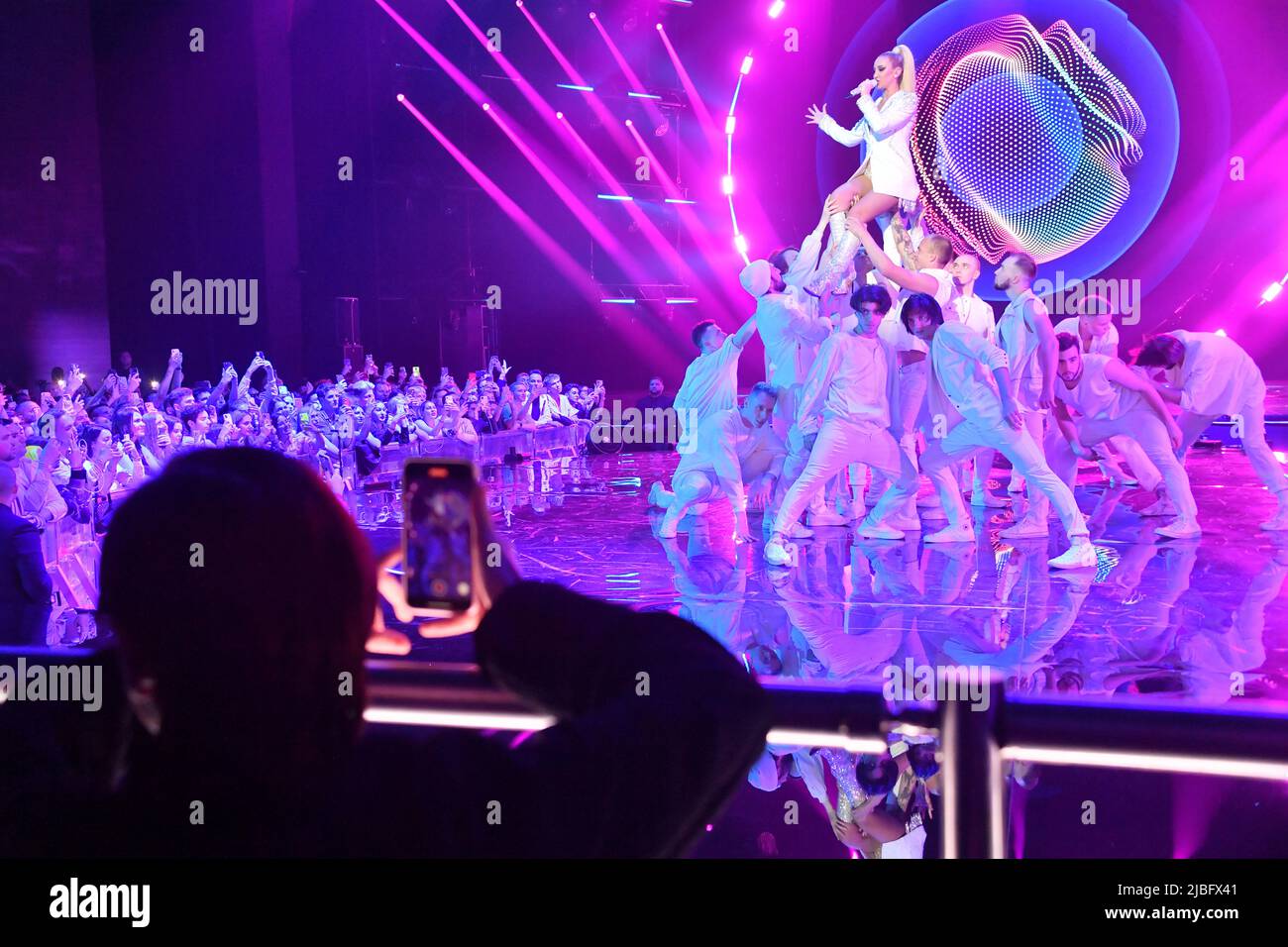 Moscow. The singer Olga Buzova during performance at a concert 'Here it ...