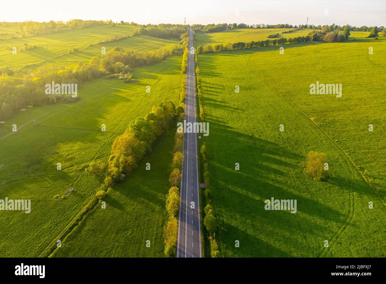 Aerial view straight highway road hi-res stock photography and images ...