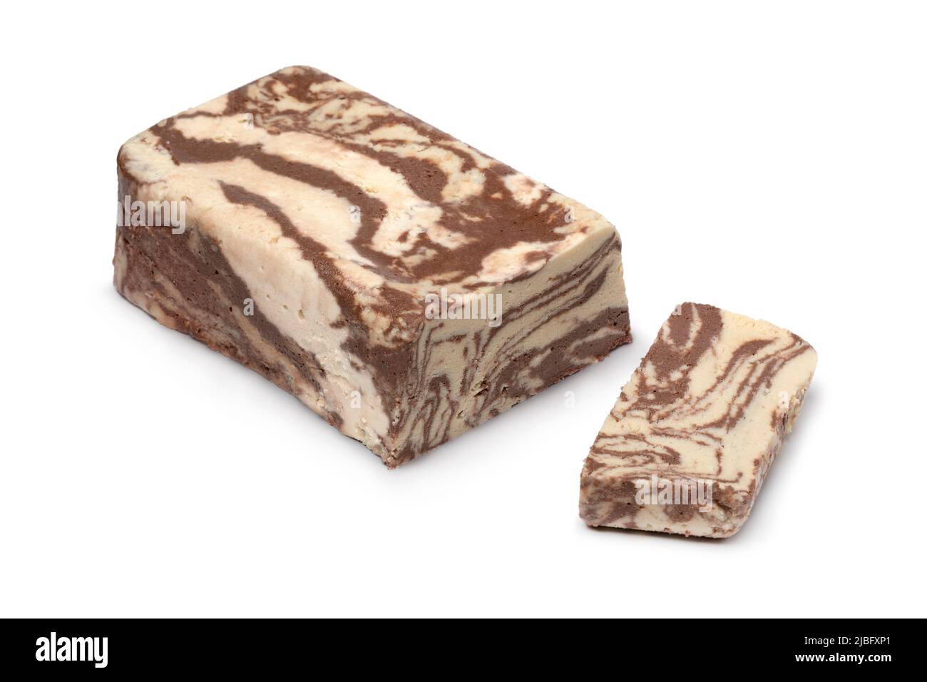 Traditional Turkish chocolate halva and a slice close up isolated on ...
