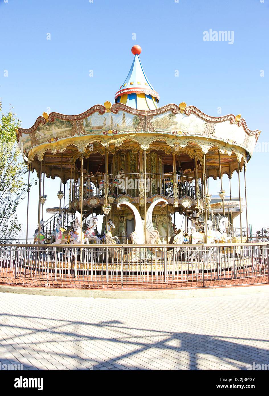 Merry-go-round or carousel in the Tibidabo mountain amusement park ...