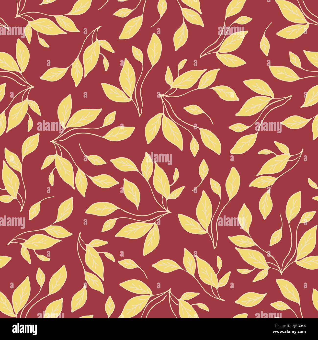 Seamless vector pattern with leaves on pink purple background. Autumn ...