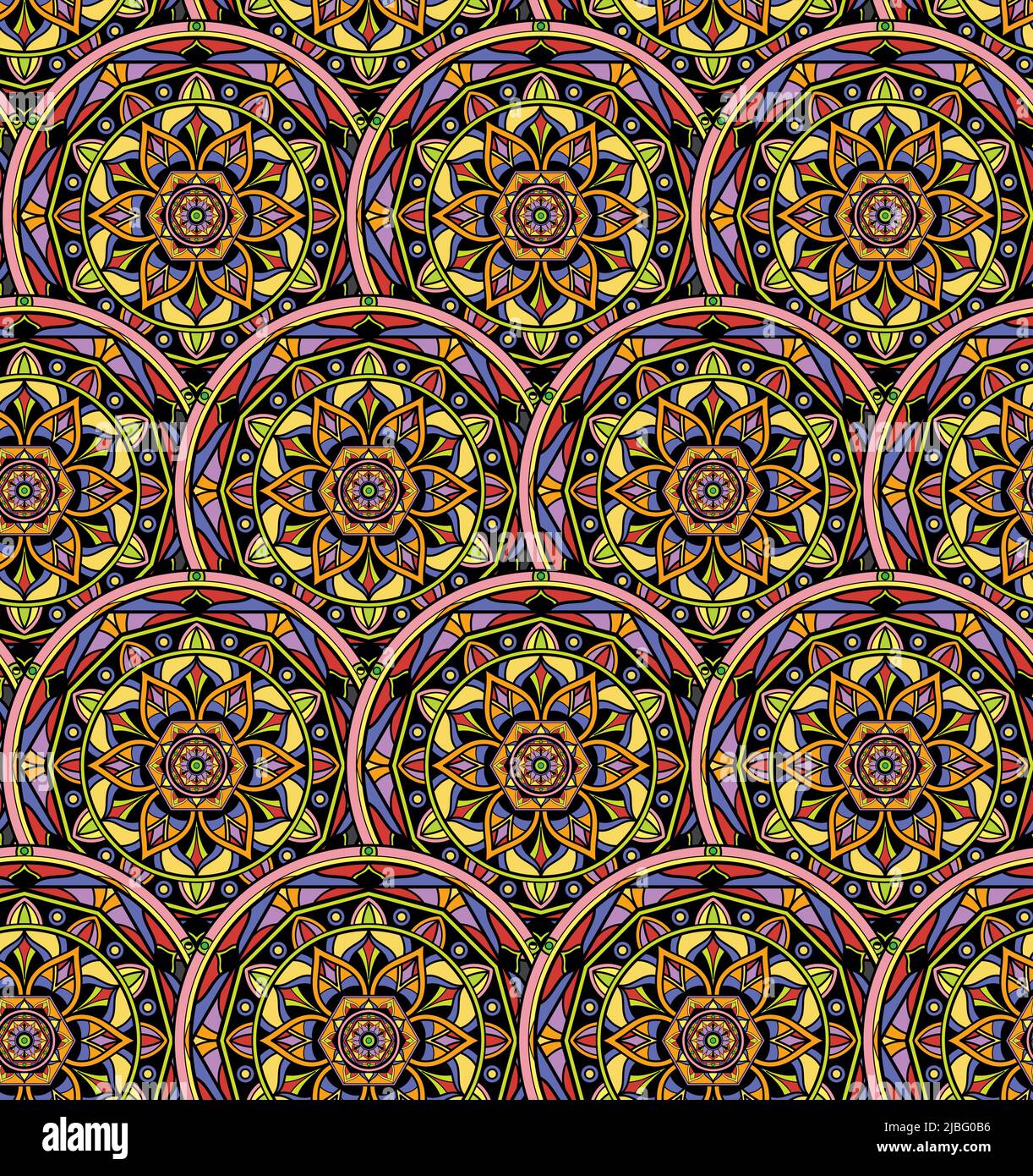 Seamless repeating oriental pattern. Mandala illustration Stock Vector ...