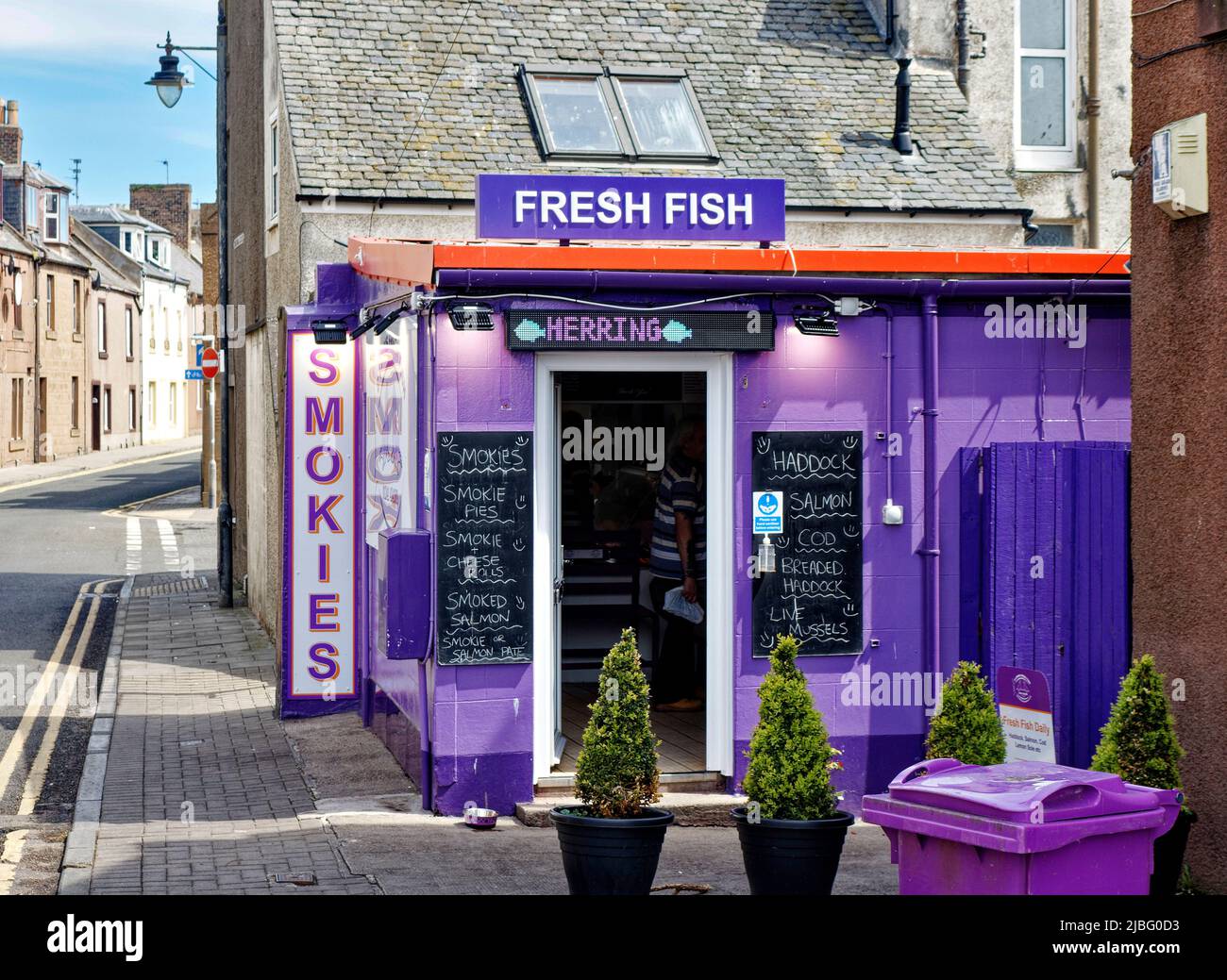 ARBROATH ANGUS SCOTLAND SMOKIES FRESH FISH HERRING MENU OUTSIDE A ...
