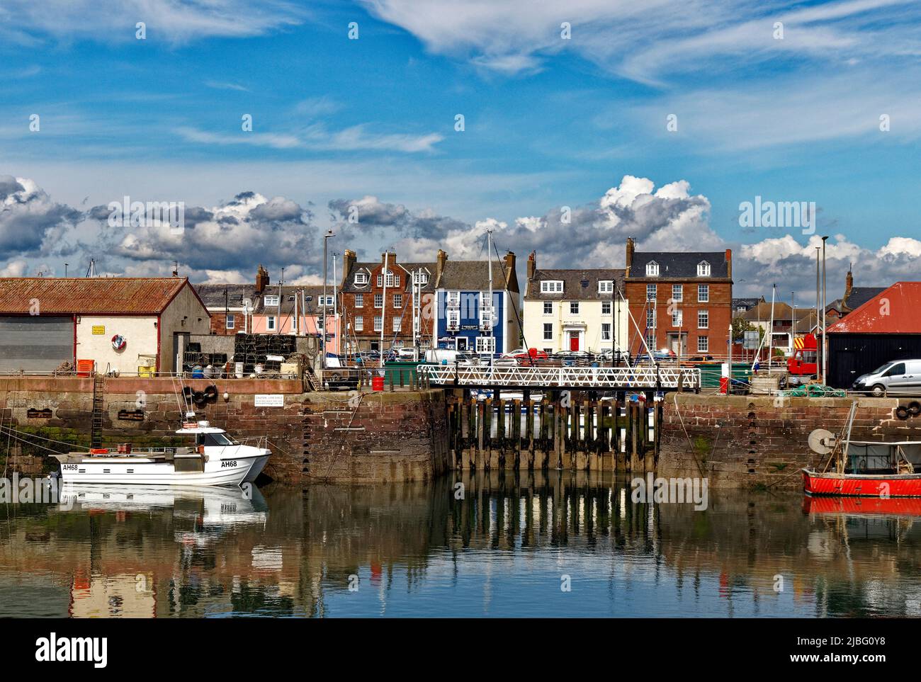 ARBROATH ANGUS SCOTLAND VIEW OVER THE OUTER HARBOUR AND INNER LOCK ...
