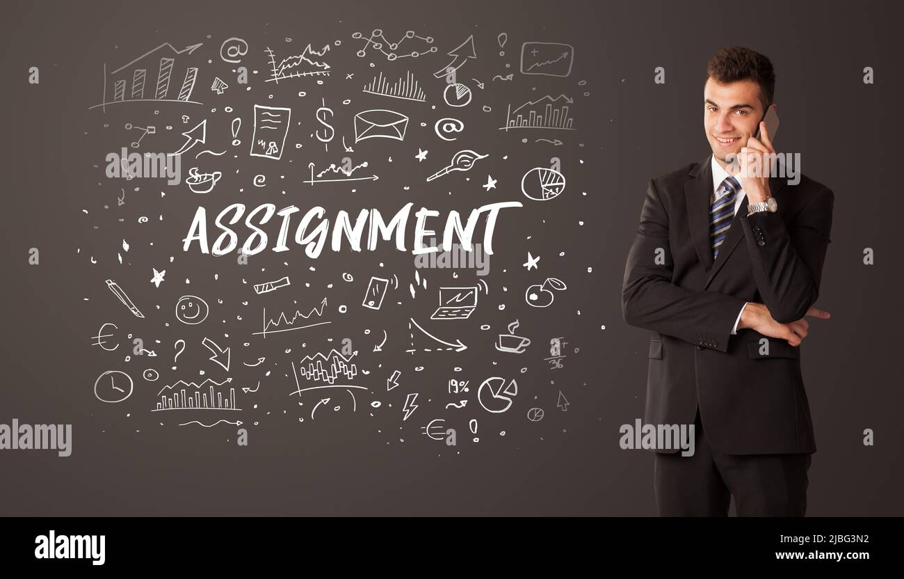 Businessman thinking with educational inscription Stock Photo - Alamy