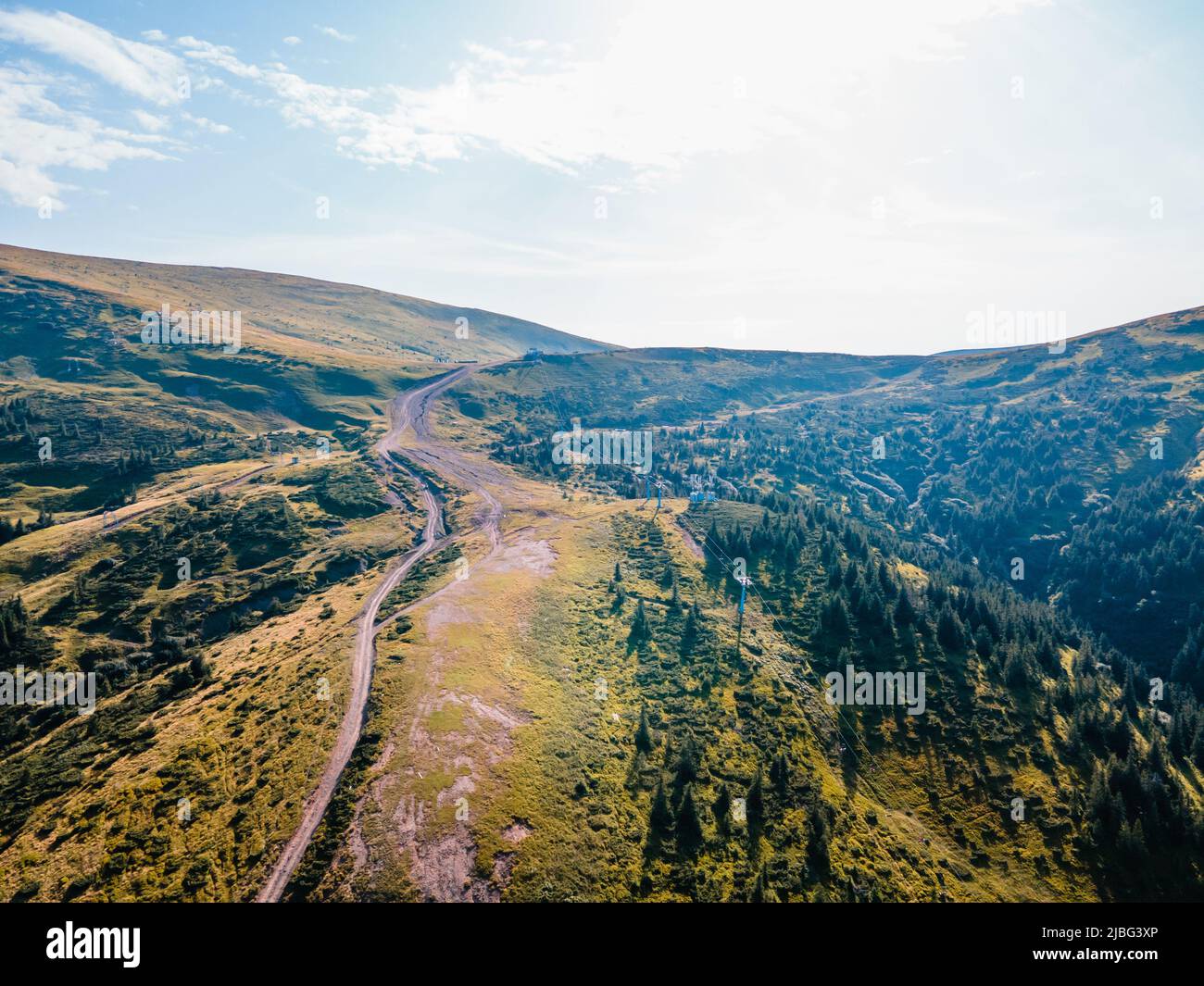 landscape view of carpathian mountains range copy space summertime ...