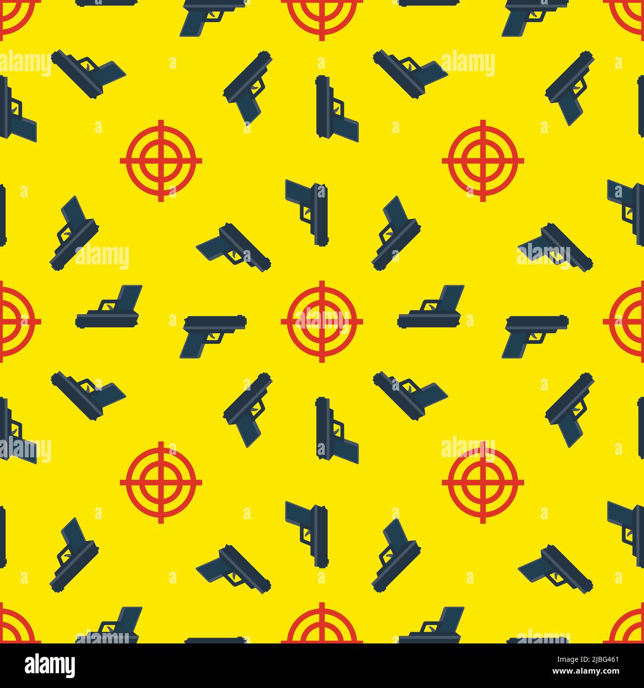 Gun targets and guns. Seamless pattern on yellow Stock Vector Image ...