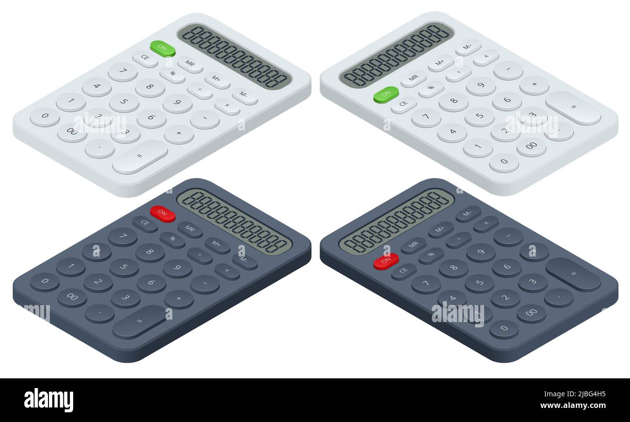 Isometric digital calculator on white background. Office calculator ...